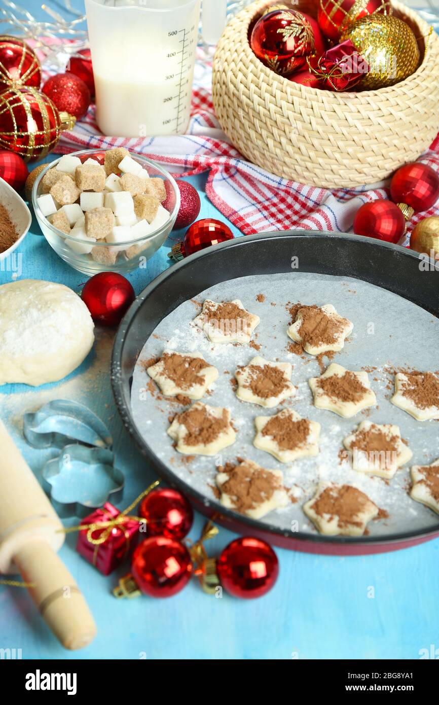 Process of making New Year cookies close-up Stock Photo - Alamy