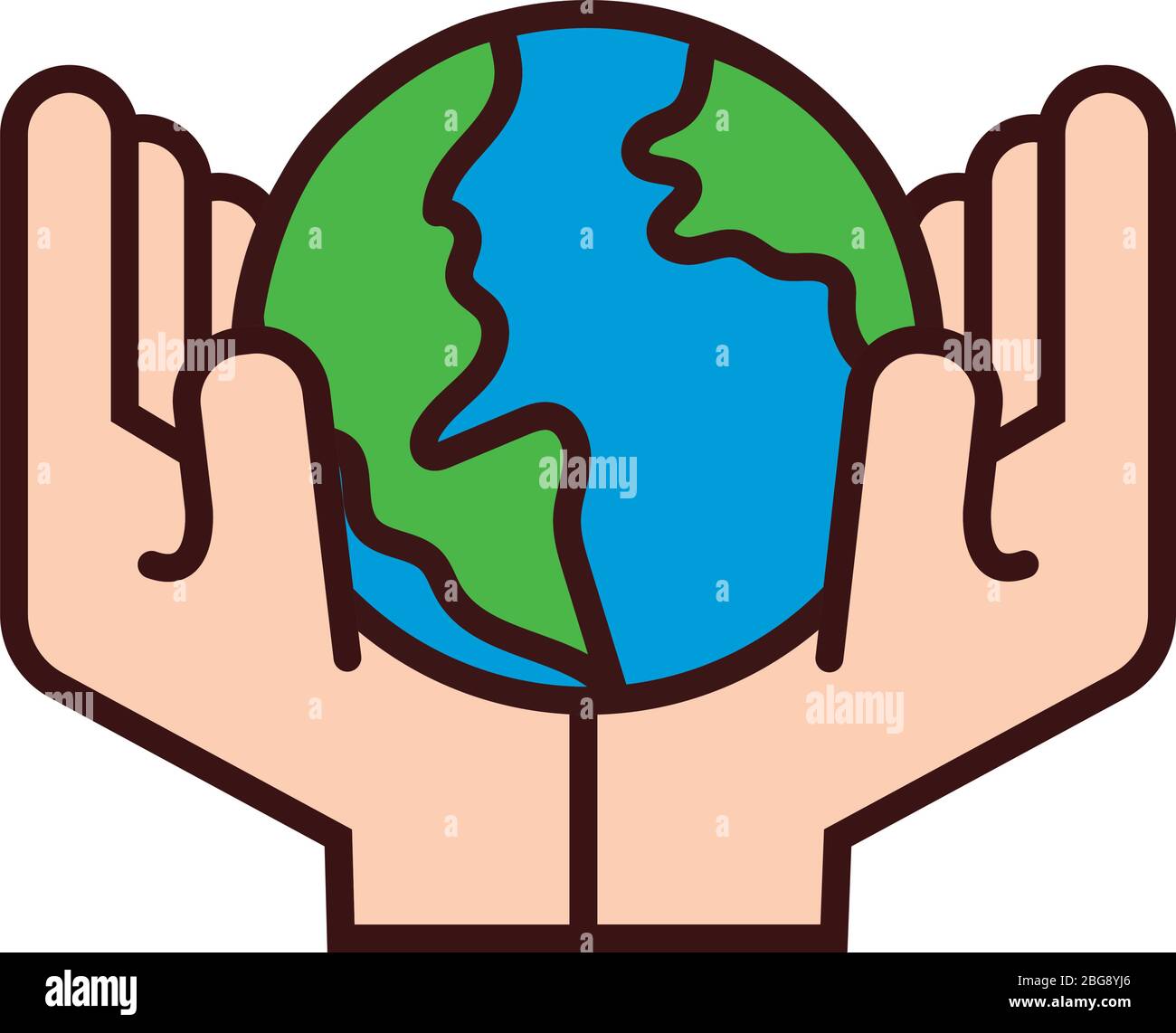 hands lifting world planet earth line and fill style Stock Vector Image ...