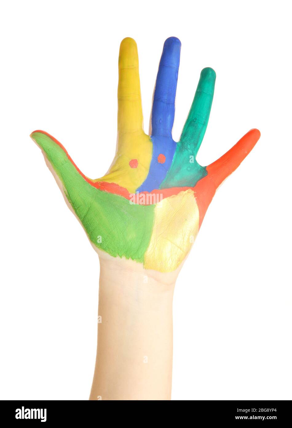 Painted hand with smile isolated on white Stock Photo - Alamy