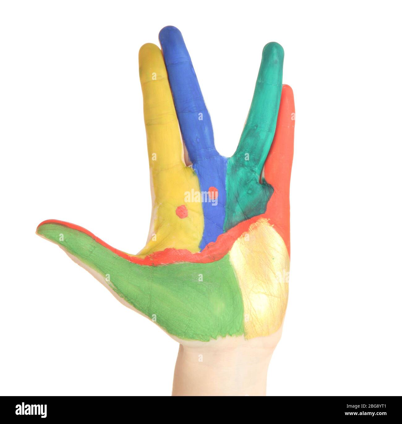 Painted hand with smile isolated on white Stock Photo - Alamy