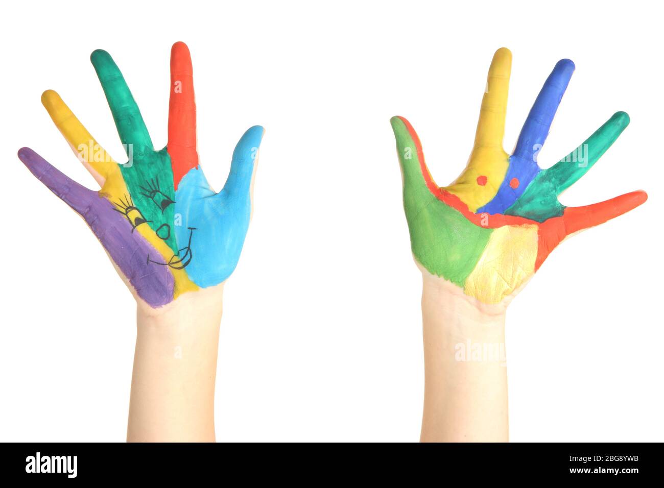 Painted hands with smile isolated on white Stock Photo - Alamy
