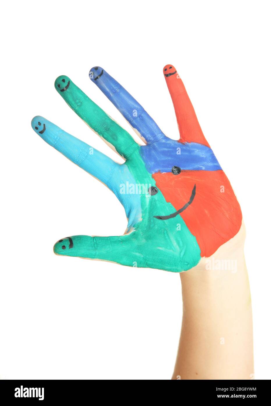 Painted hand with smile isolated on white Stock Photo - Alamy