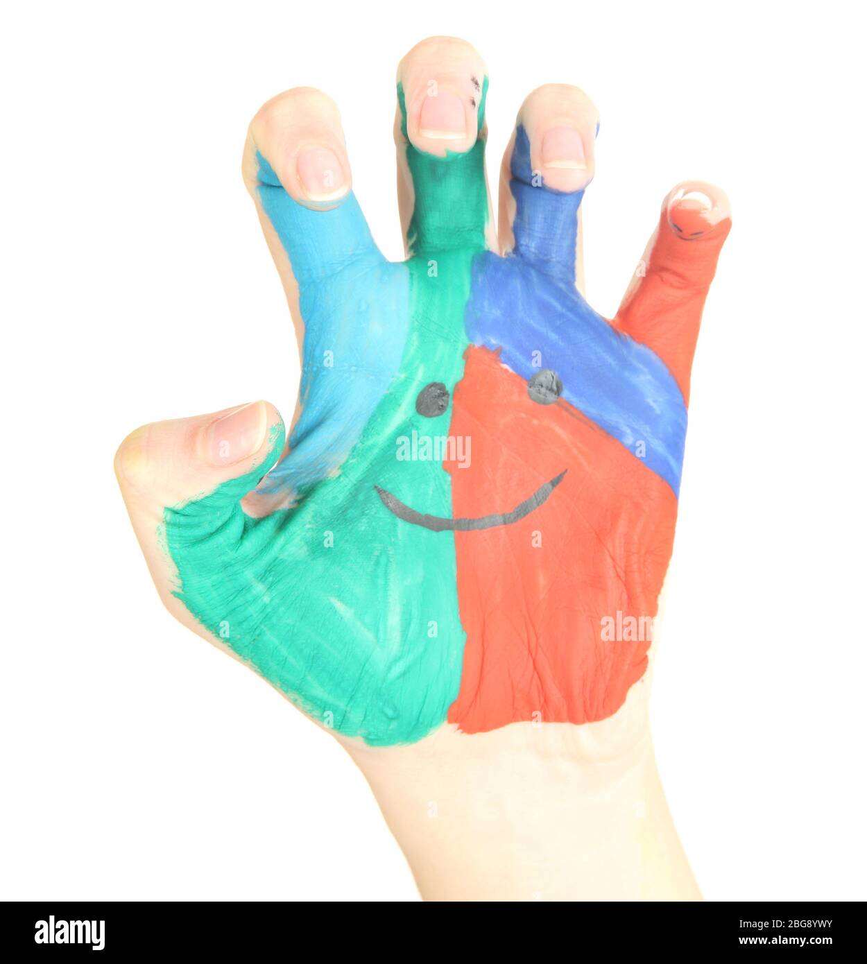 Painted hand with smile isolated on white Stock Photo - Alamy