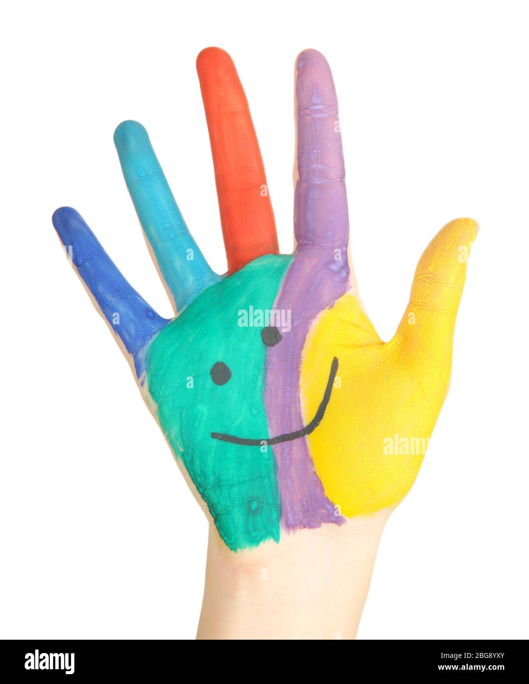 Painted hand with smile isolated on white Stock Photo - Alamy