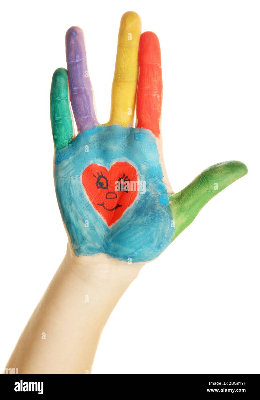 Painted hand with smile isolated on white Stock Photo - Alamy