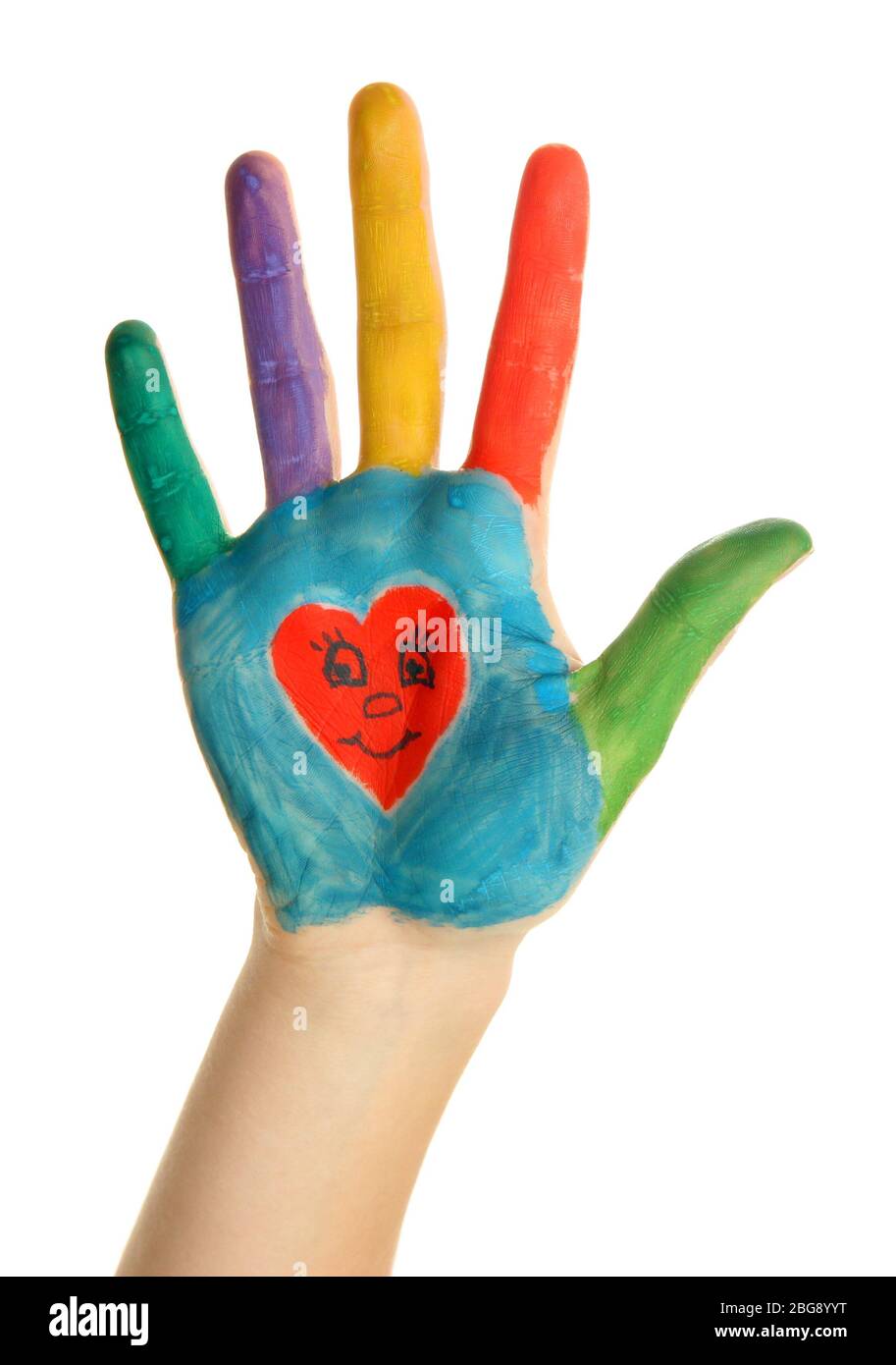 Painted hand with smile isolated on white Stock Photo - Alamy
