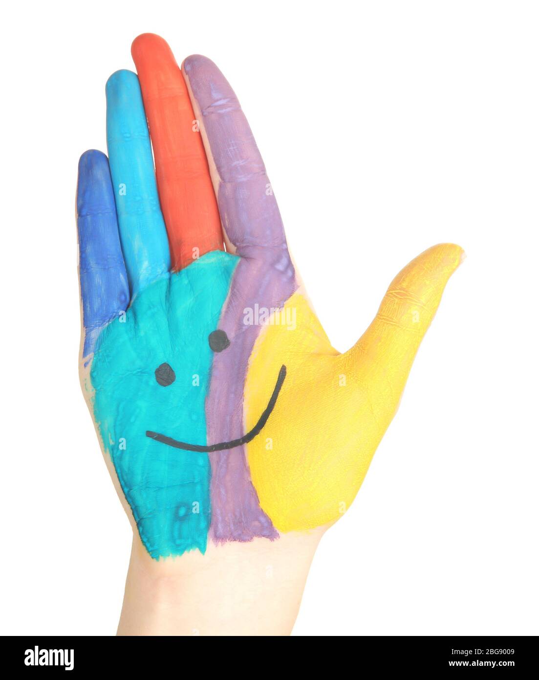 Painted hand with smile isolated on white Stock Photo - Alamy