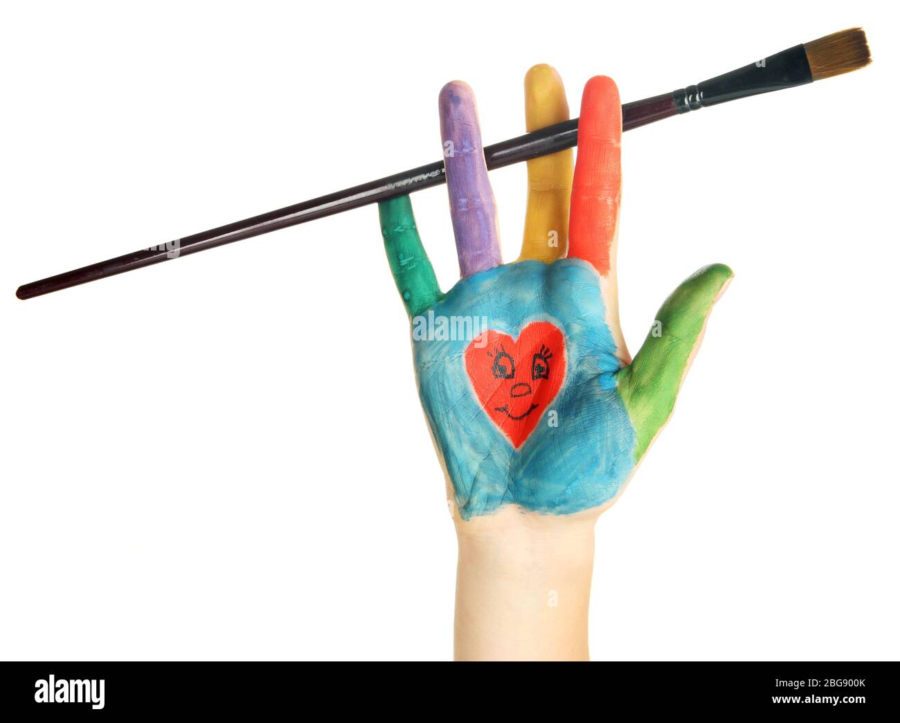 Painted hand with smile isolated on white Stock Photo - Alamy