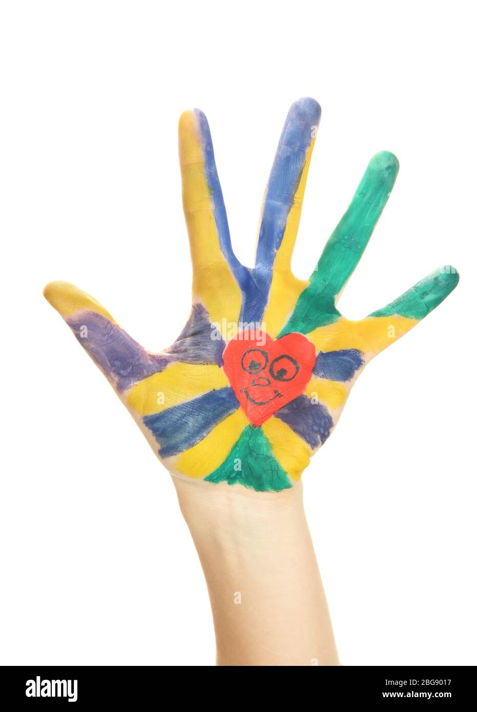 Painted hand with smile isolated on white Stock Photo - Alamy
