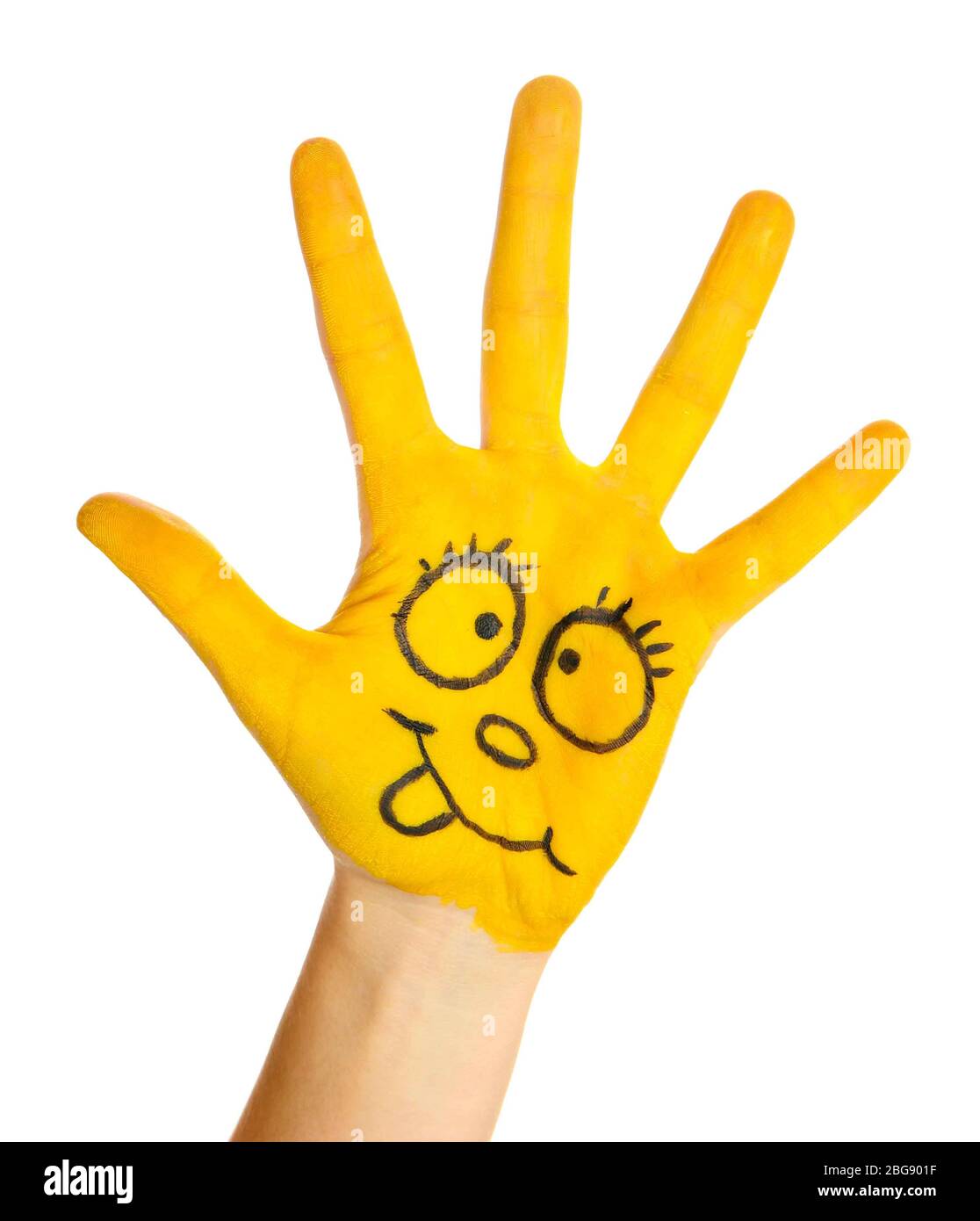 Painted hand with smile isolated on white Stock Photo - Alamy