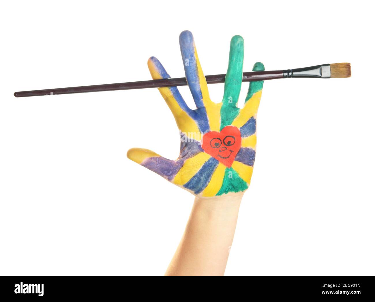 Painted hand with smile isolated on white Stock Photo - Alamy