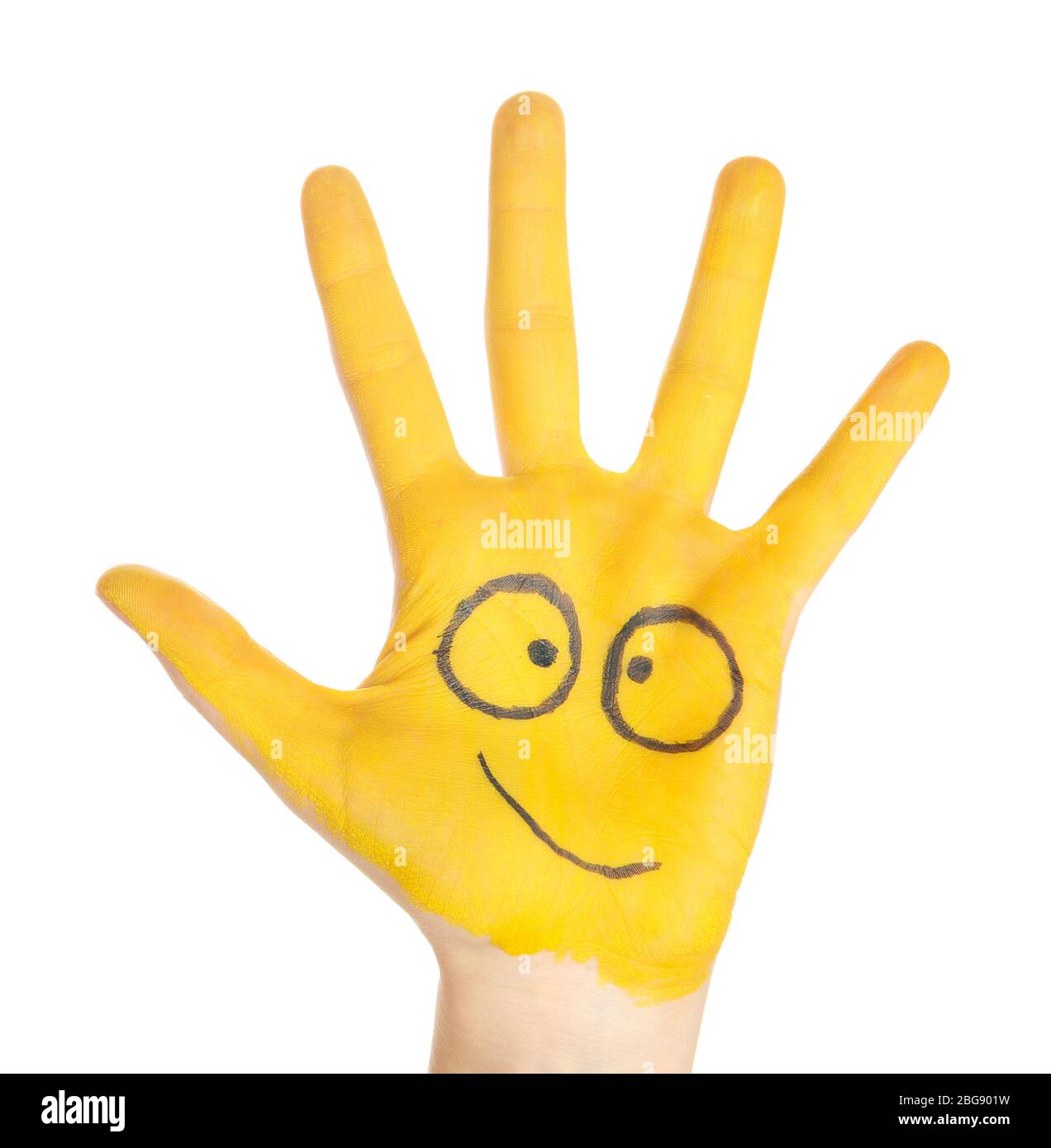 Painted hand with smile isolated on white Stock Photo - Alamy