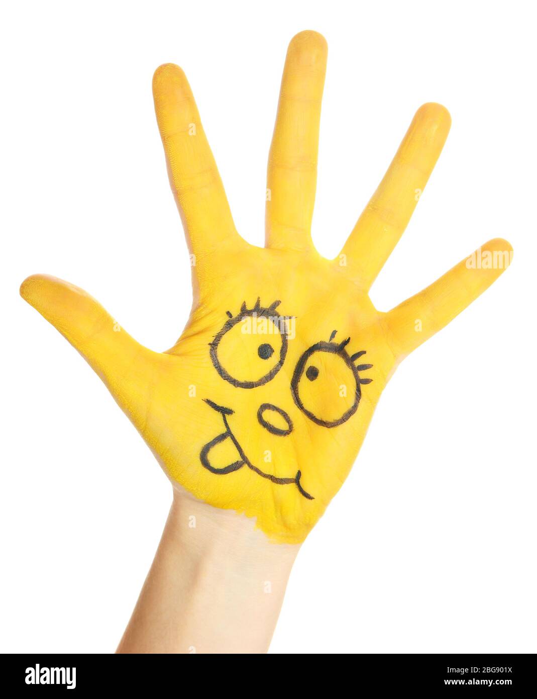 Painted hand with smile isolated on white Stock Photo - Alamy