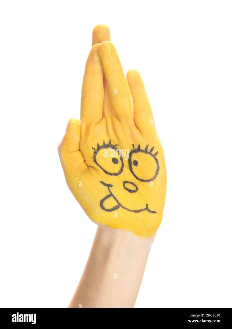 Painted hand with smile isolated on white Stock Photo - Alamy