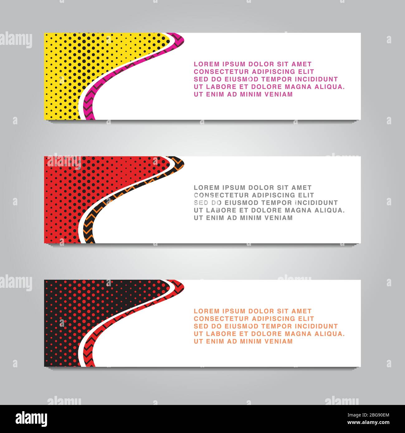 abstract horizontal banner design with dot and memphis striped ...