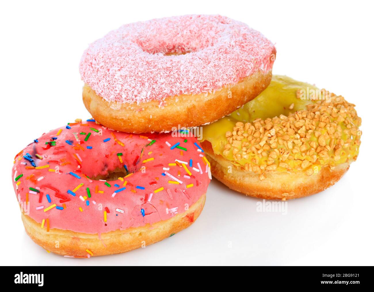 Sweet donuts isolated on white Stock Photo - Alamy
