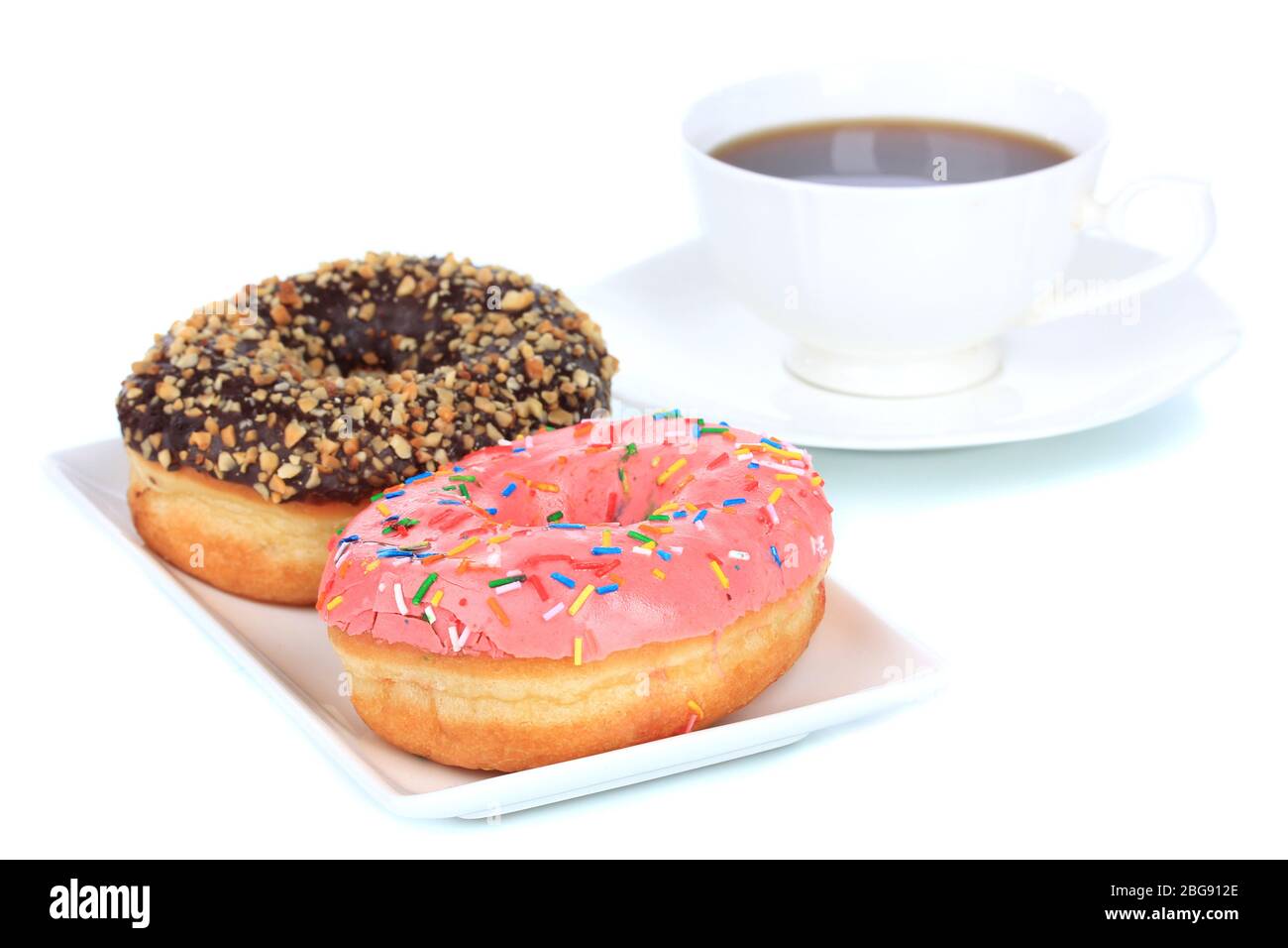 Cup tea breakfast donuts Cut Out Stock Images & Pictures - Alamy