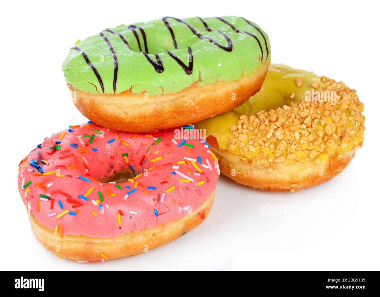 Sweet donuts isolated on white Stock Photo - Alamy