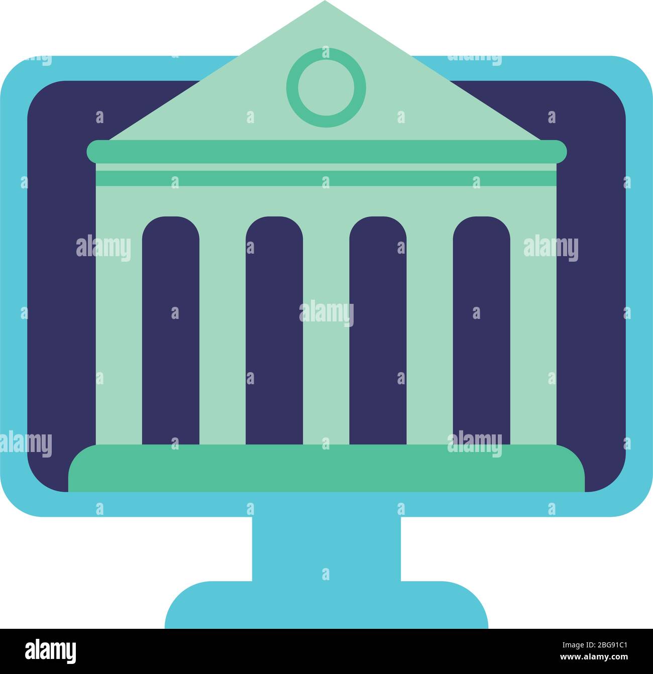desktop with bank building flat style icon Stock Vector Image & Art - Alamy
