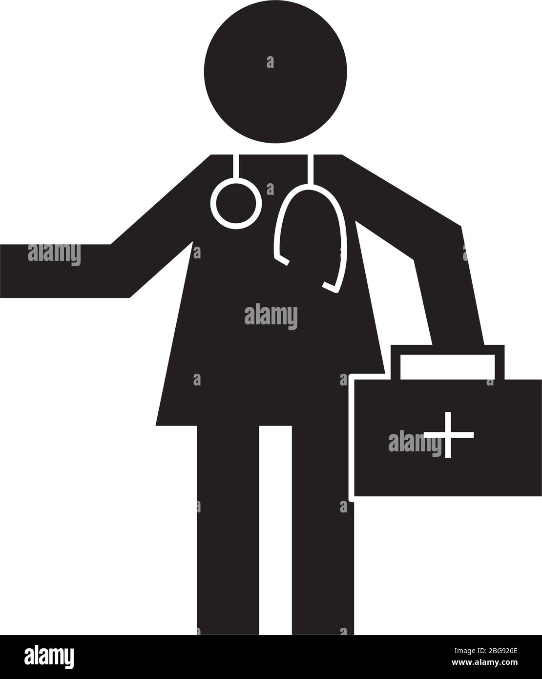 human figure doctor with kit health pictogram silhouette style Stock ...