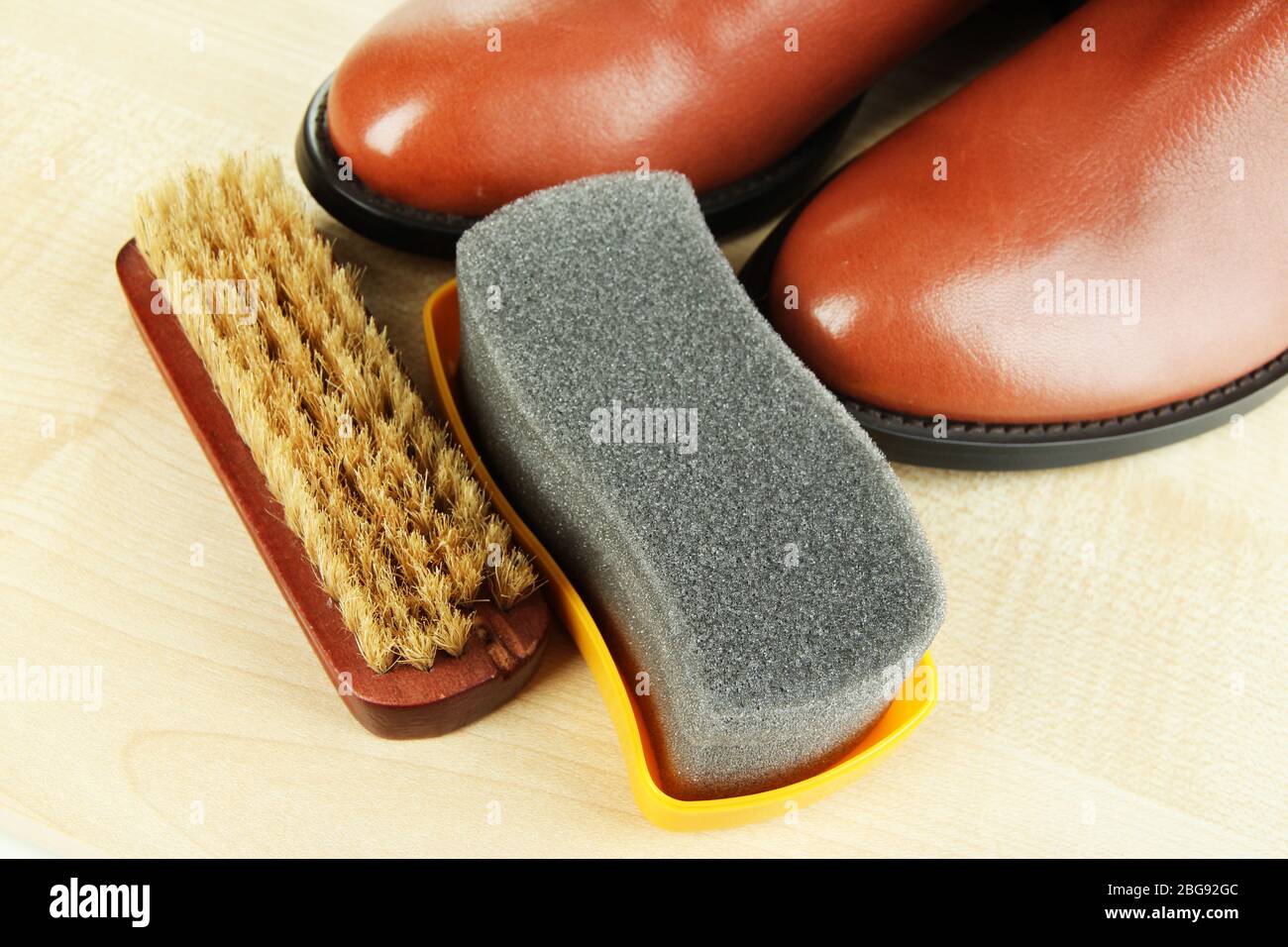 Shoe polishing close up Stock Photo - Alamy