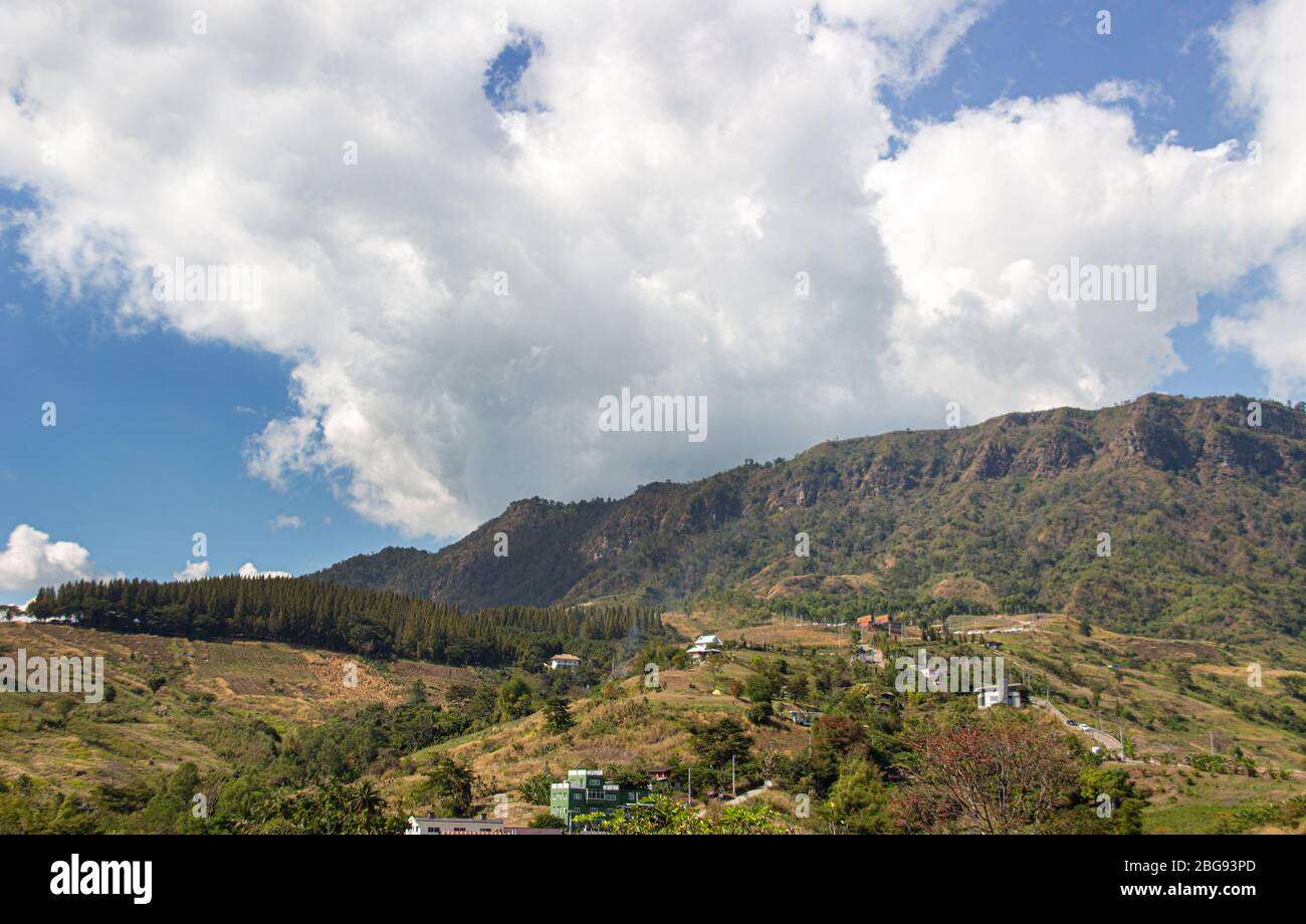 beautiful mountain and town landscape view with clear sky Stock Photo ...
