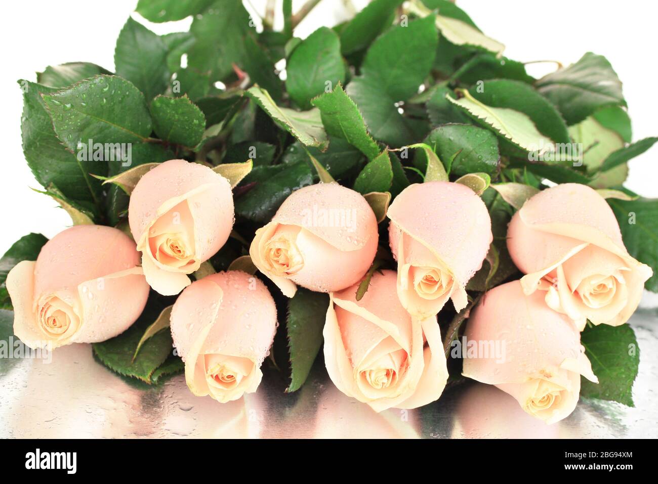Beautiful bouquet of roses with drops Stock Photo - Alamy