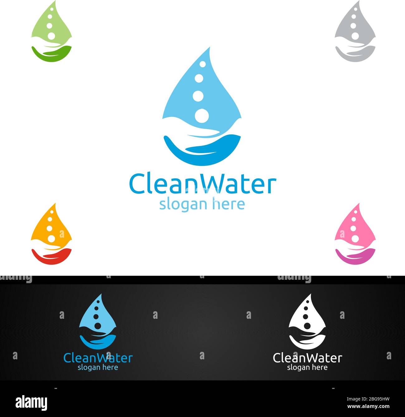 Green Water Drop Logo with Health Care Concept for Cleaning, Drinking ...