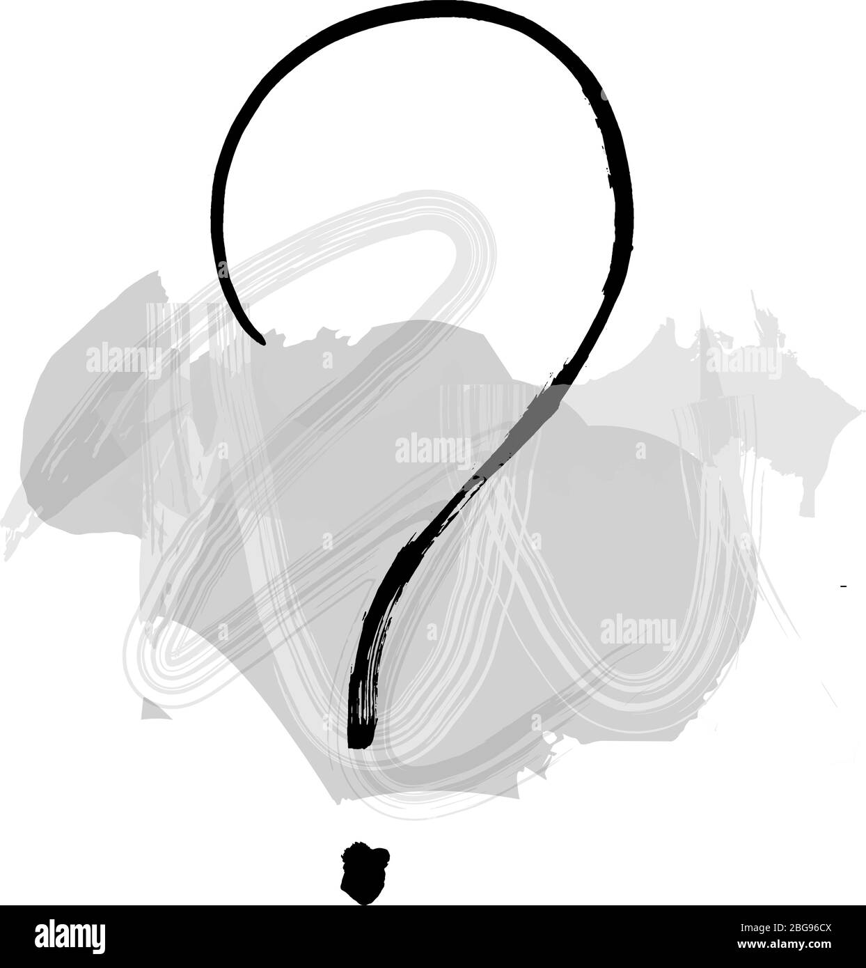 Vector question mark, hand drawn in ink with watercolor brush strokes ...