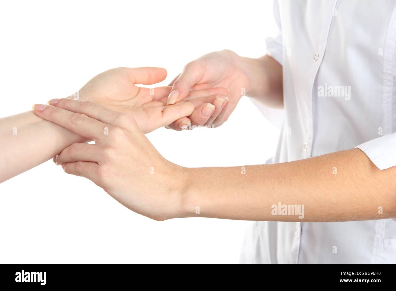 Measuring pulse isolated on white Stock Photo - Alamy