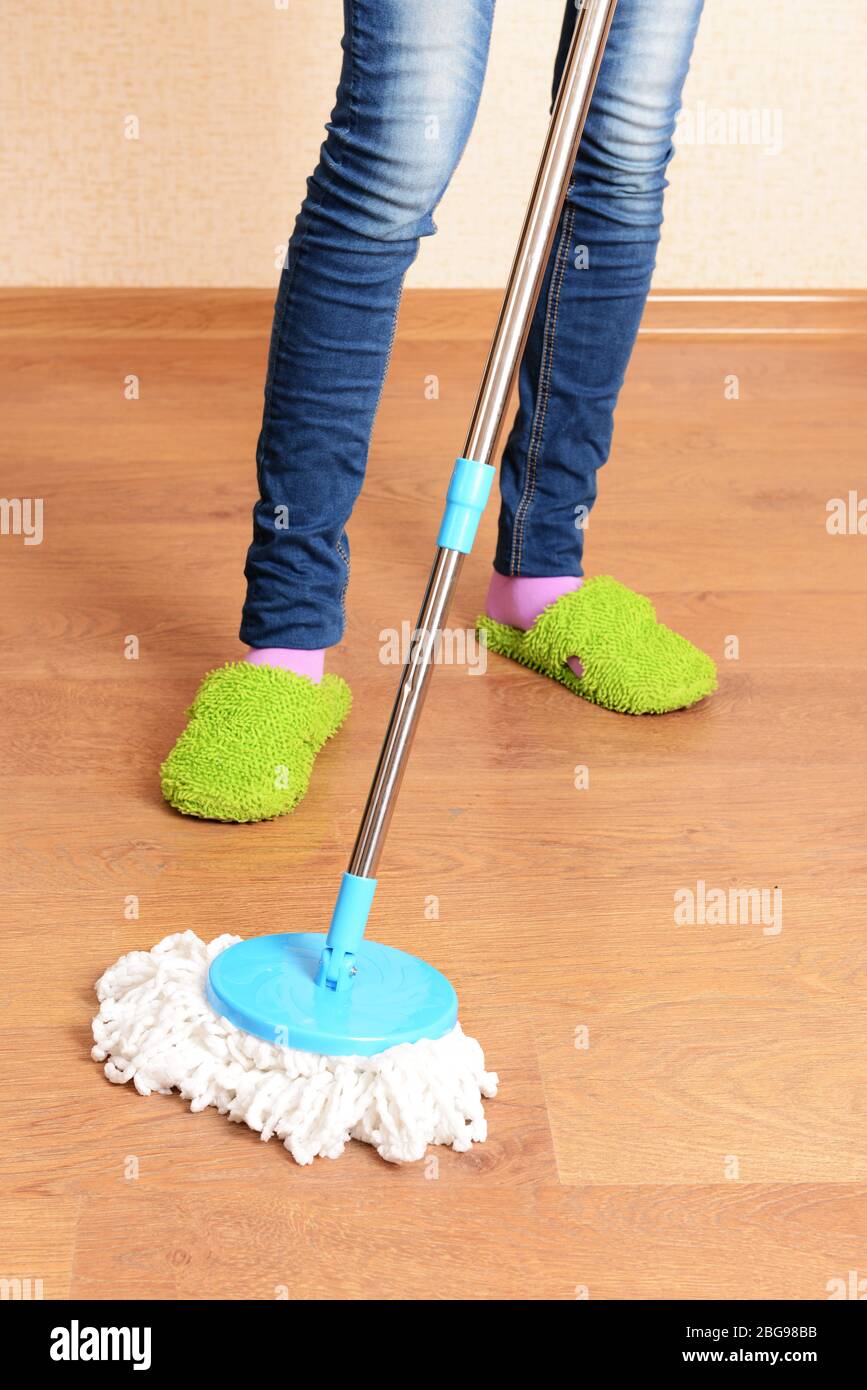 House cleaning with mop Stock Photo - Alamy