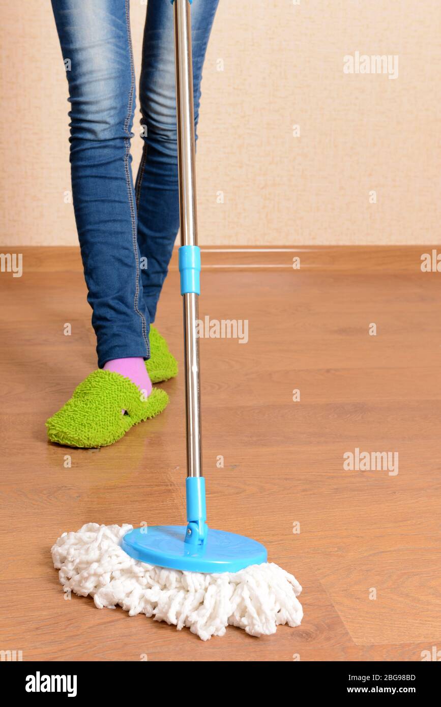 House cleaning with mop Stock Photo - Alamy