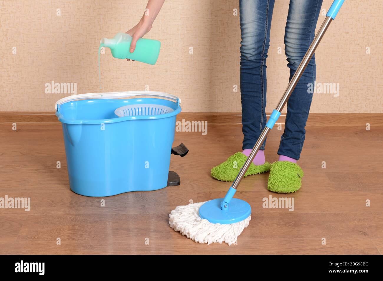 House cleaning with mop Stock Photo - Alamy