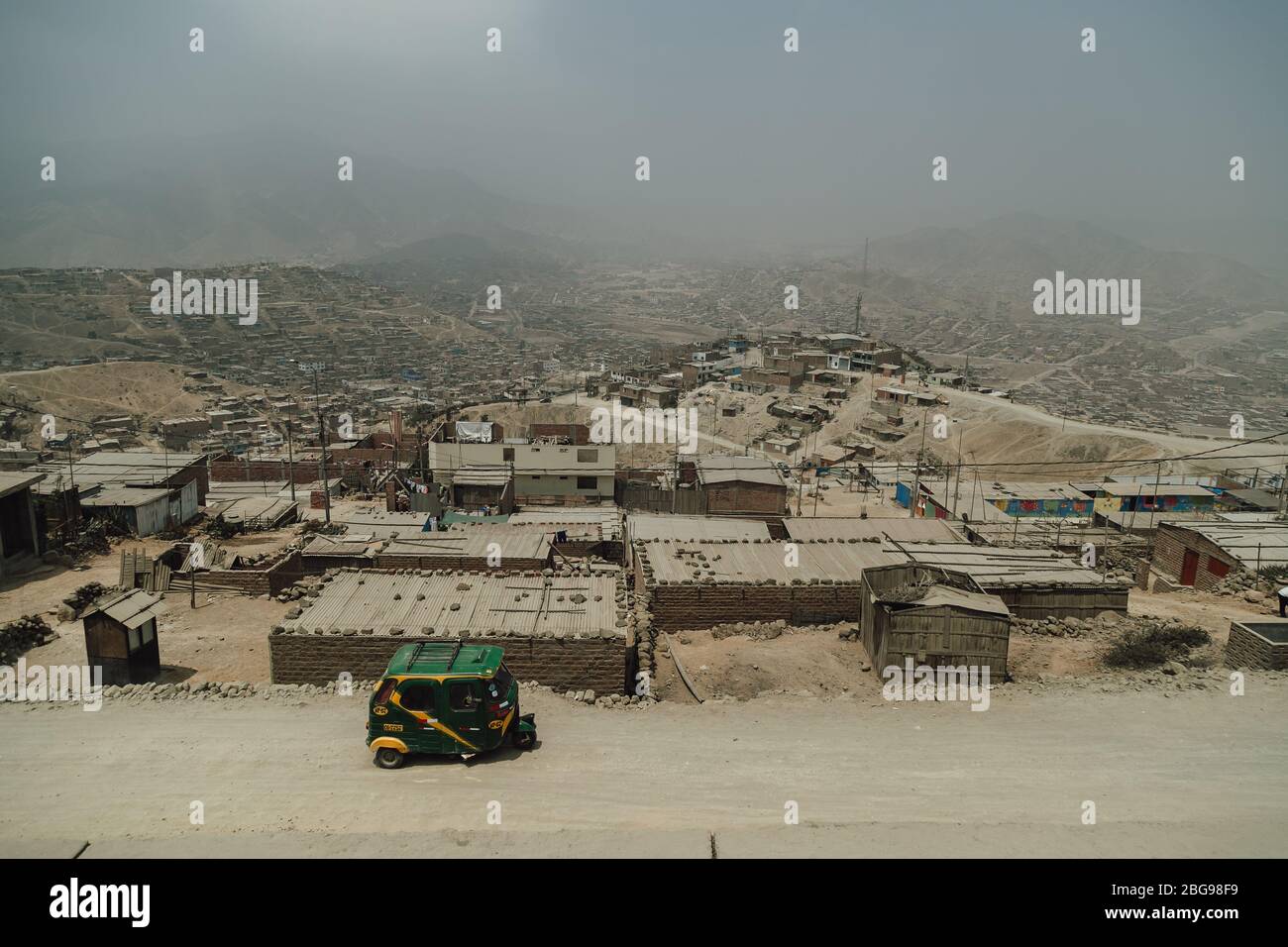view of Manchay, one of the poorest neighbourhoods of Peru's capital ...