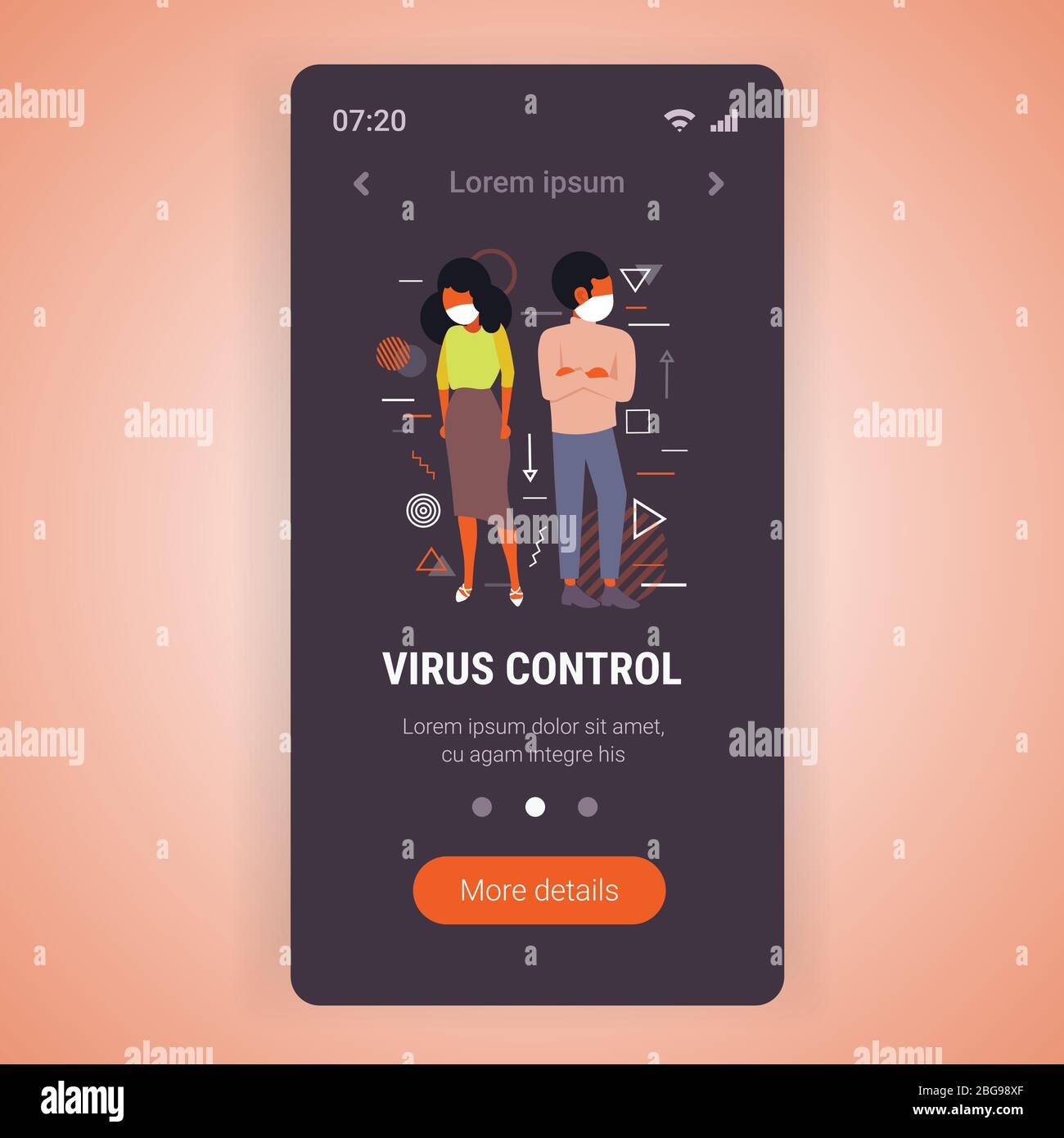 couple in protective masks to prevent coronavirus pandemic covid-19 ...