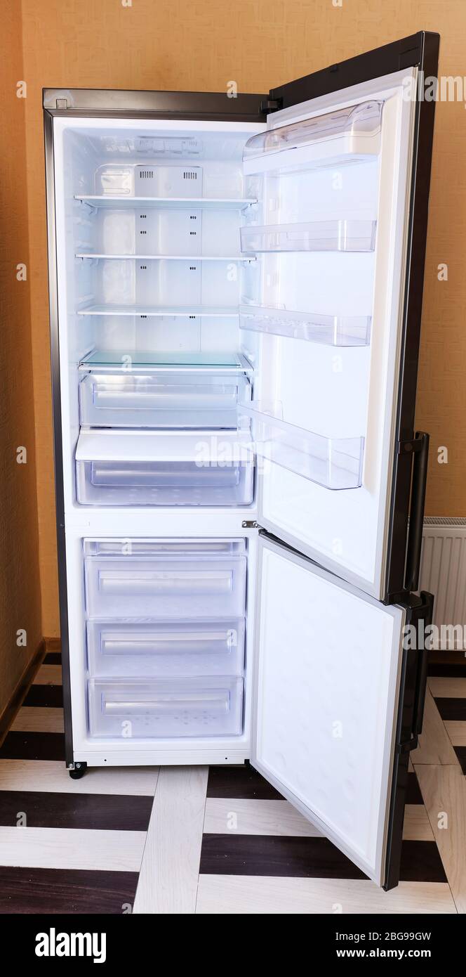 Two door gray refrigerator Stock Photo - Alamy