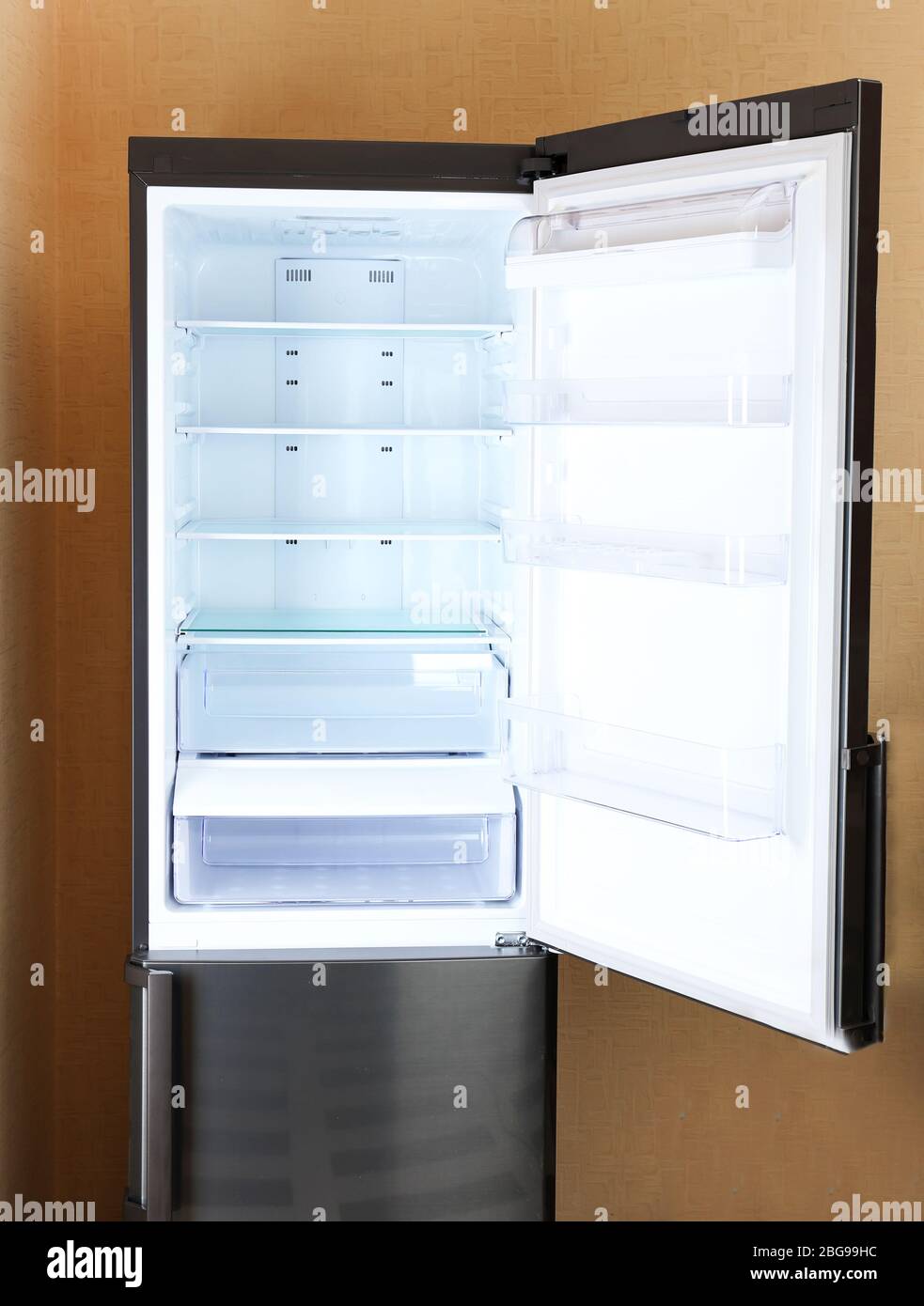 Two door gray refrigerator Stock Photo - Alamy