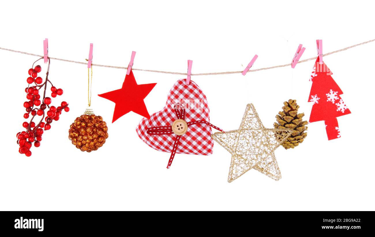 Christmas decorations isolated on white Stock Photo - Alamy