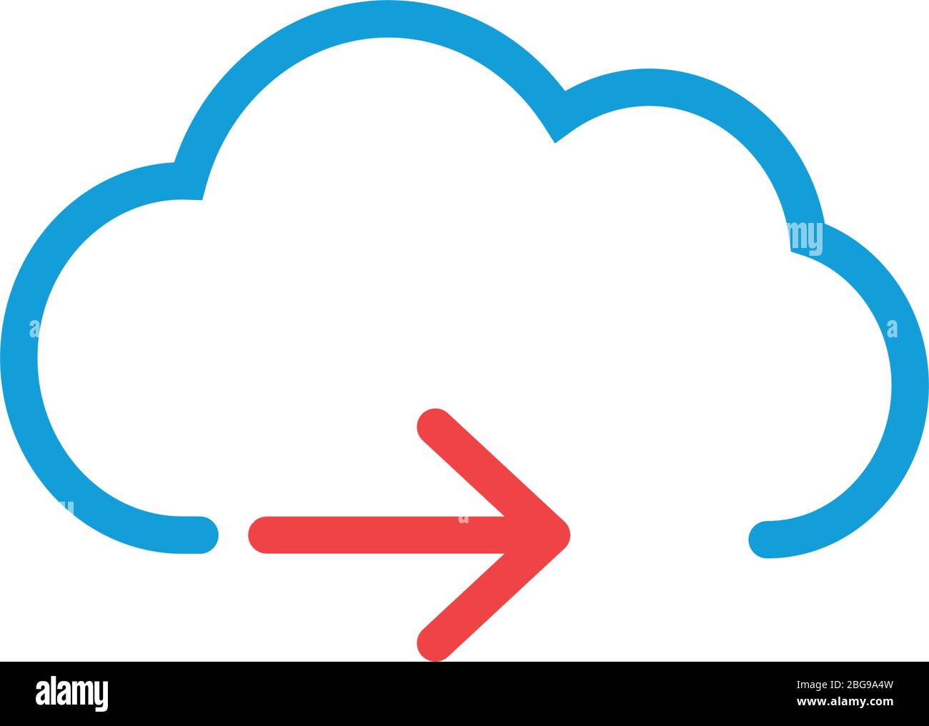 A minimalistic cloud icon with arrow, cloud computing idea or cloud ...