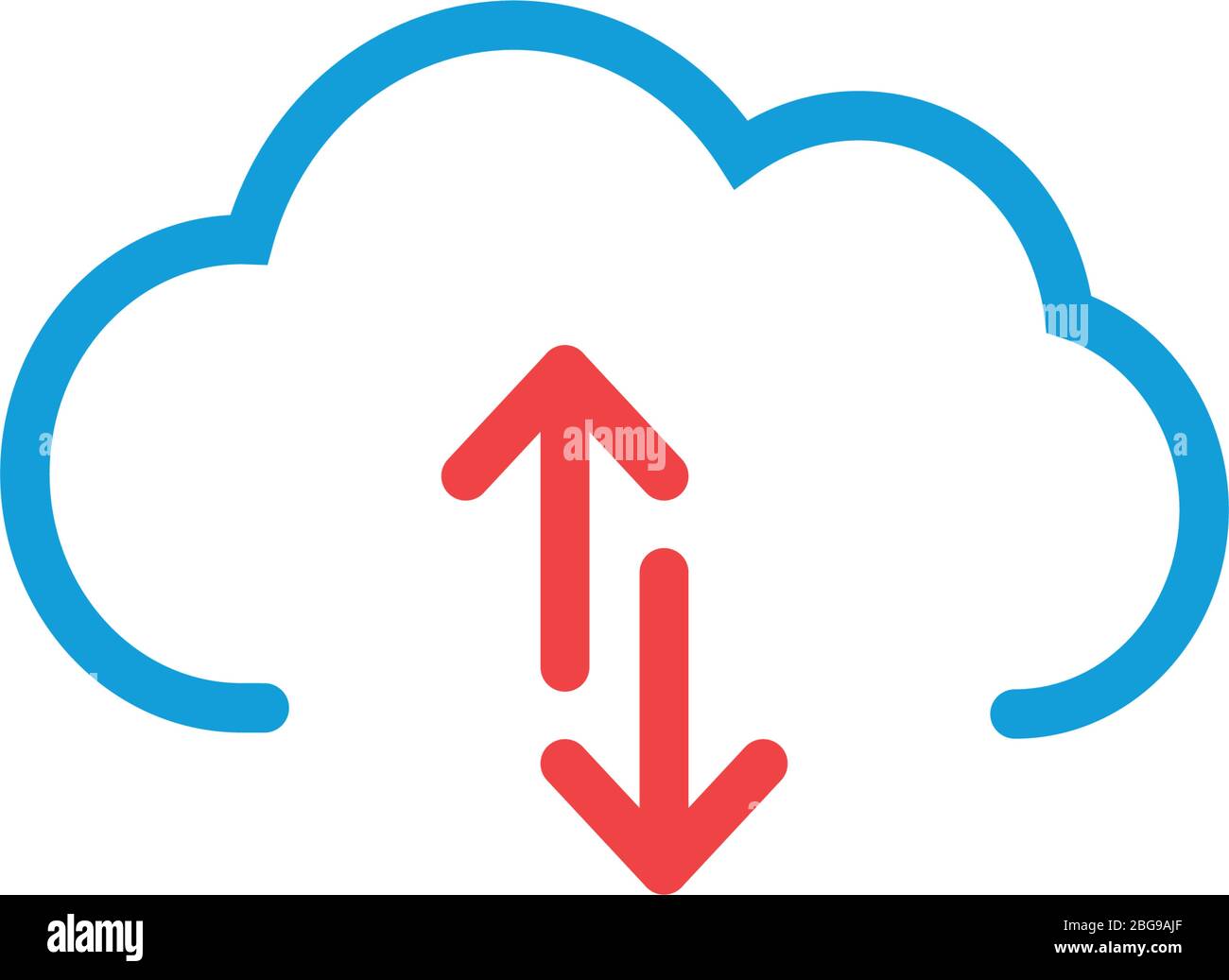 Linear cloud data sync graphic design icon with two arrows. Stock ...