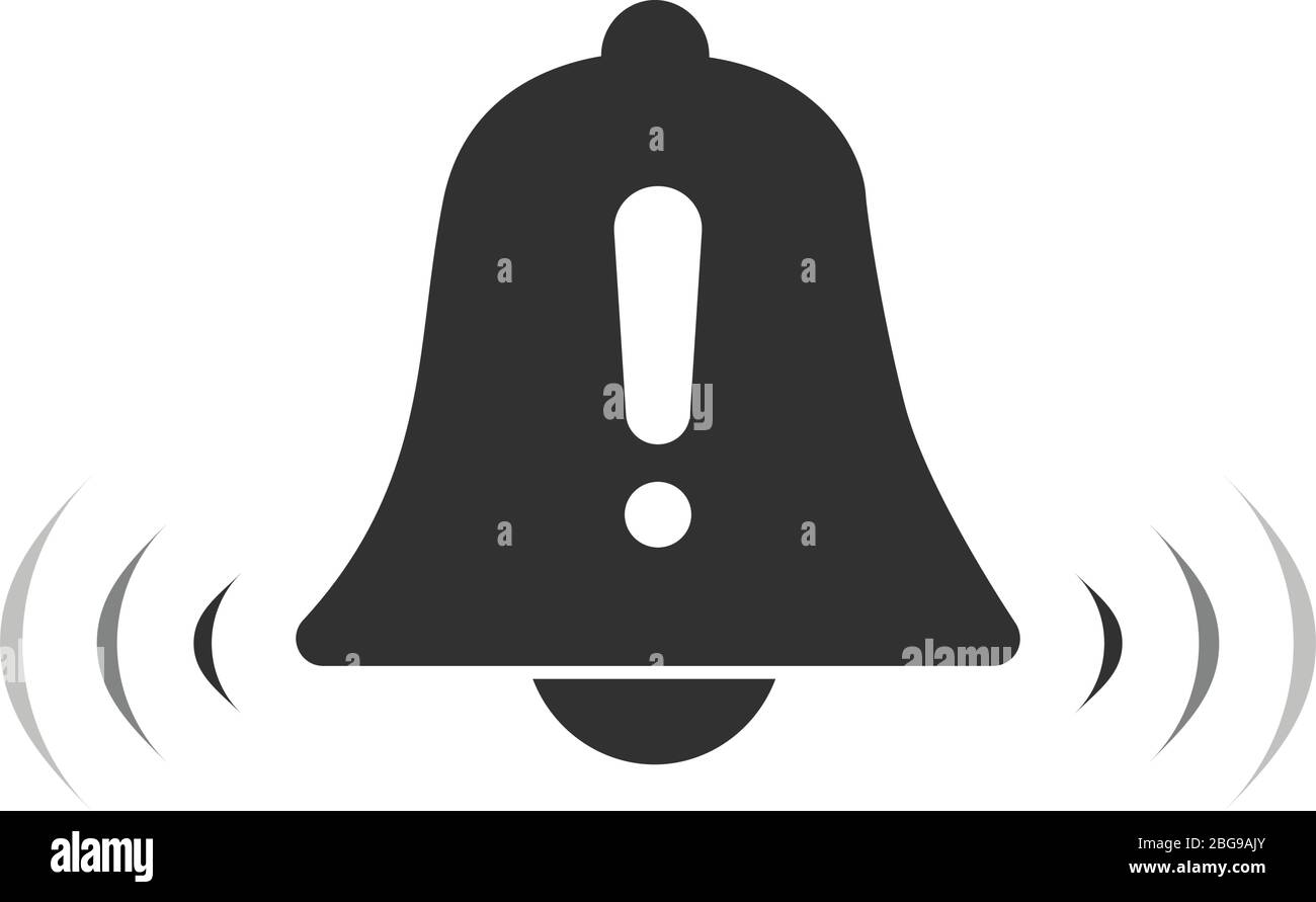 Bell with exclamation mark vector icon. New notification. Stock Vector ...