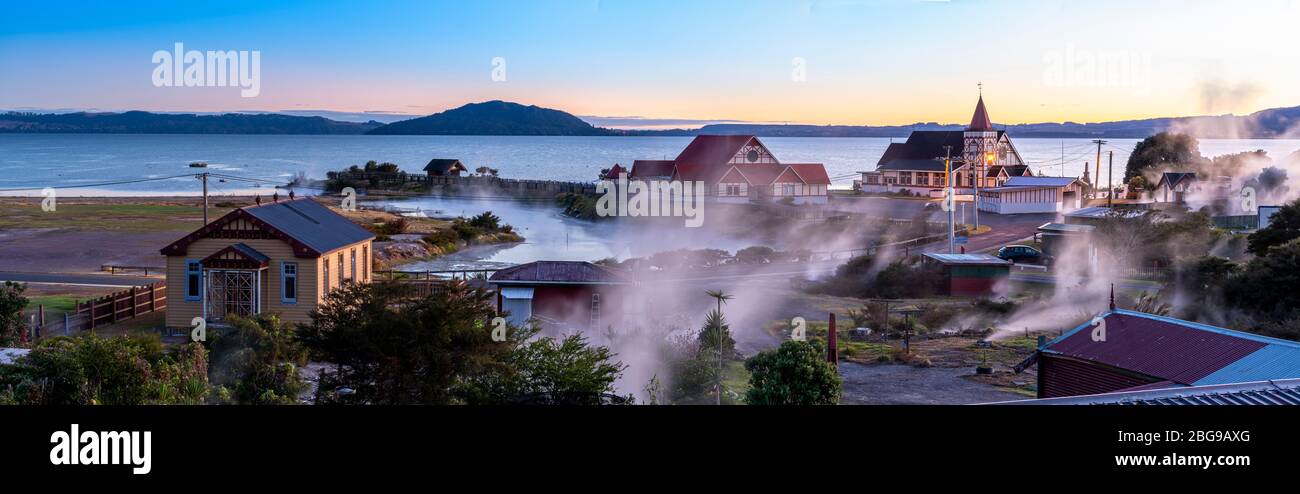 Anglican Church at Ohinemutu Maori Village, Rotorua, North Island, New ...