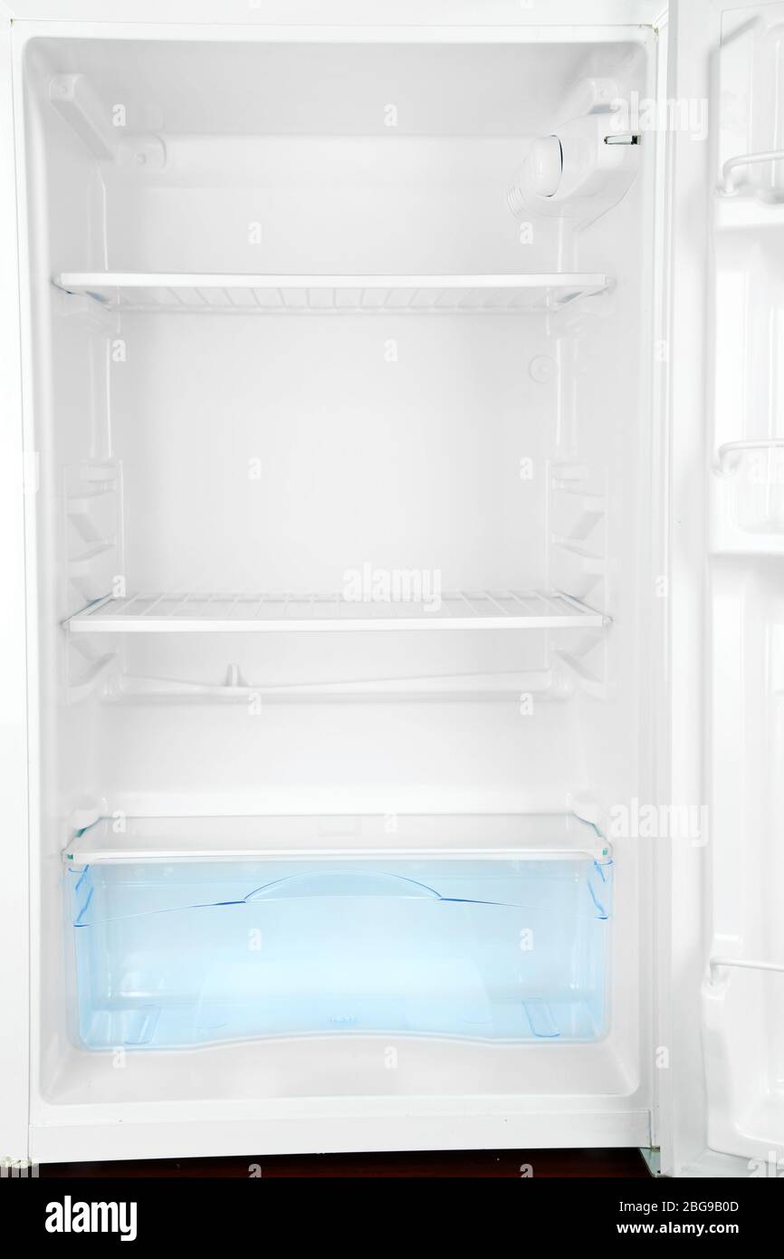 Open empty white refrigerator Stock Photo - Alamy