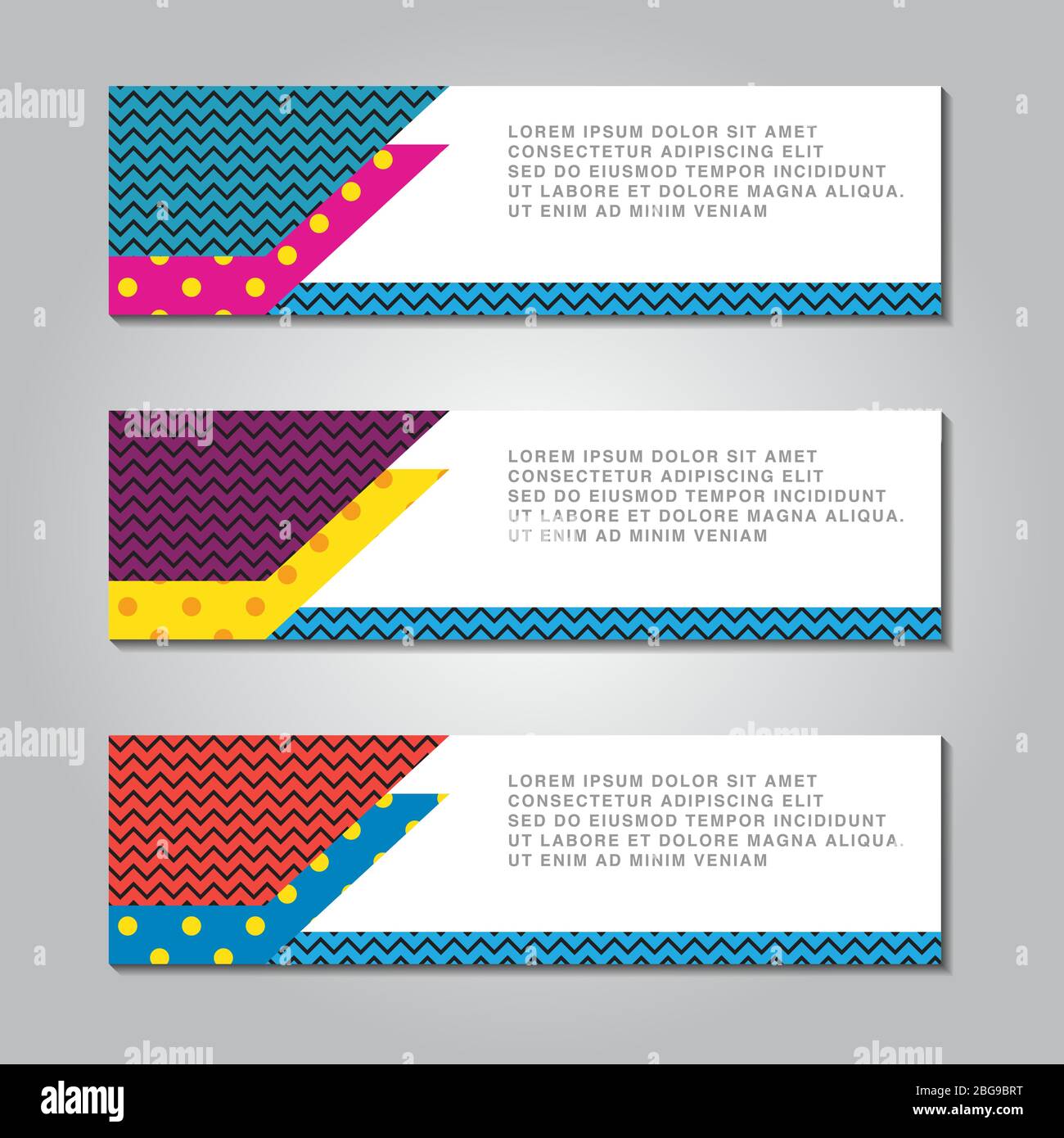 abstract horizontal banner design with dot and memphis striped ...
