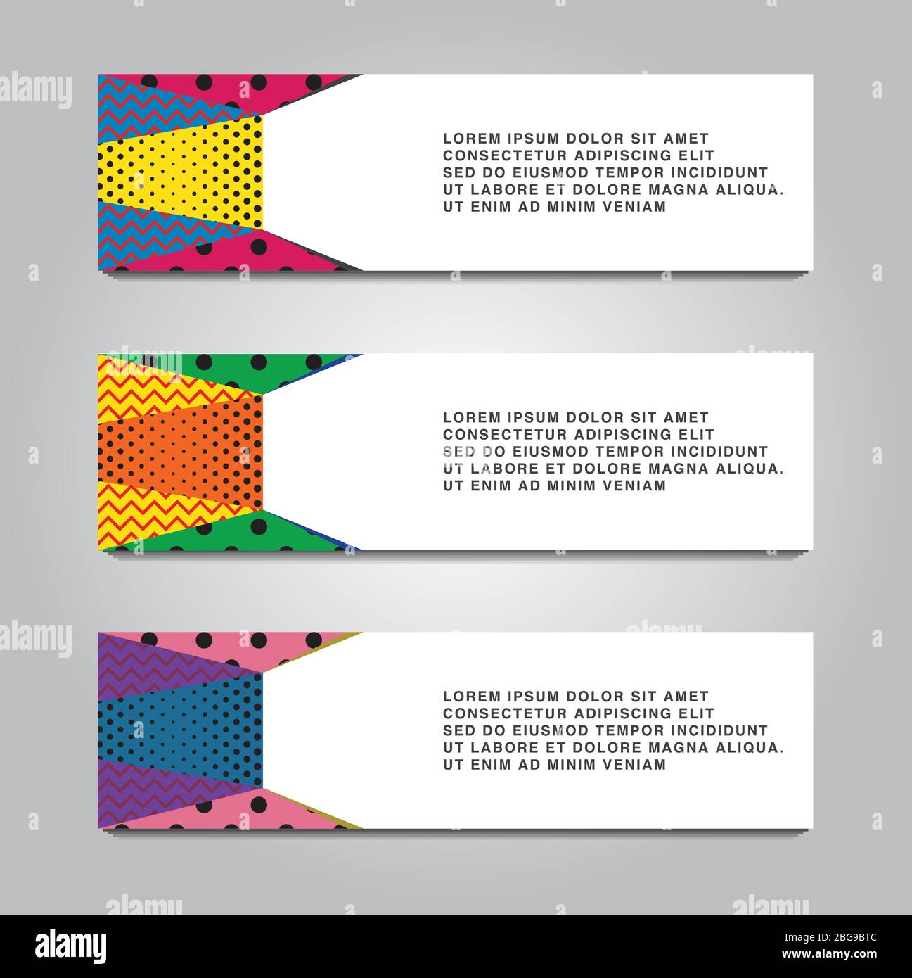 abstract horizontal banner design with dot and memphis striped ...