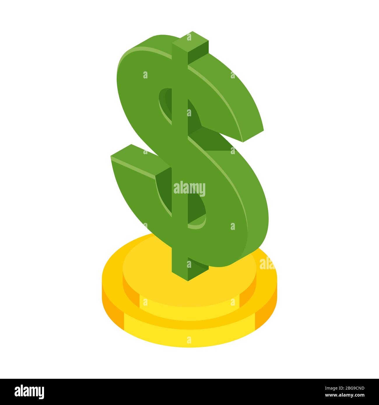 Big isometric dollar sign on podium. Flat vector illustration Stock ...