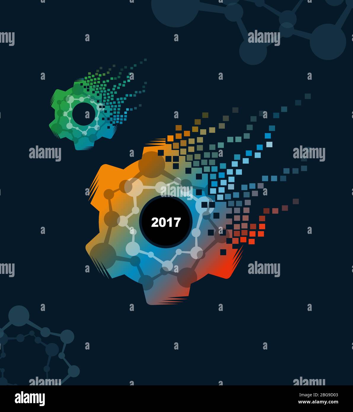 Vector Cog wheels, illustration futuristic manufacturing industrial ...