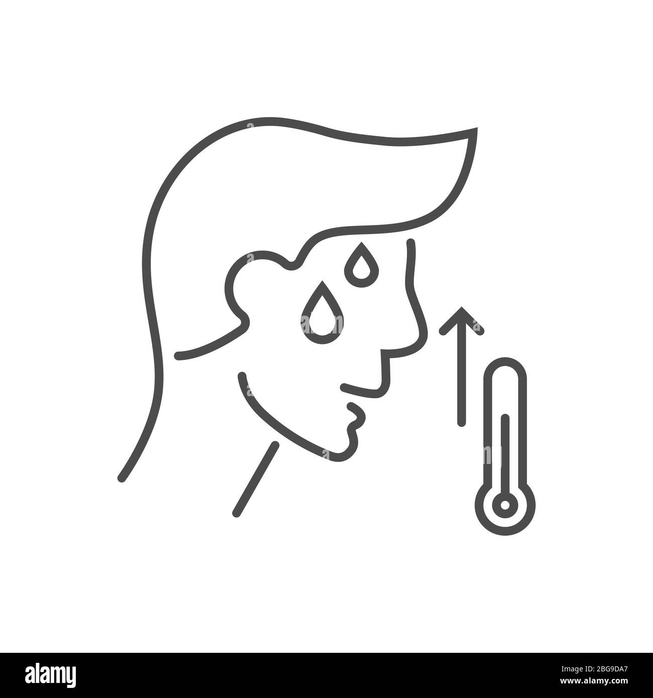 High body temperature related vector thin line icon Stock Vector Image ...