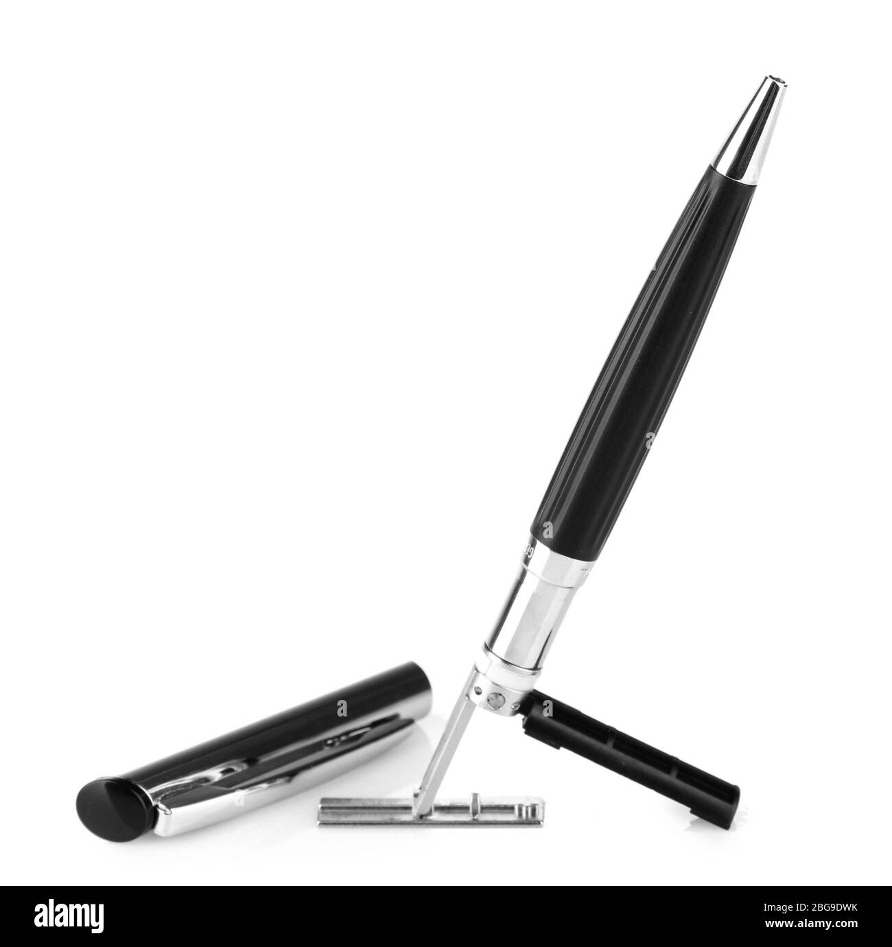 Pen with stamp, isolated on white Stock Photo - Alamy