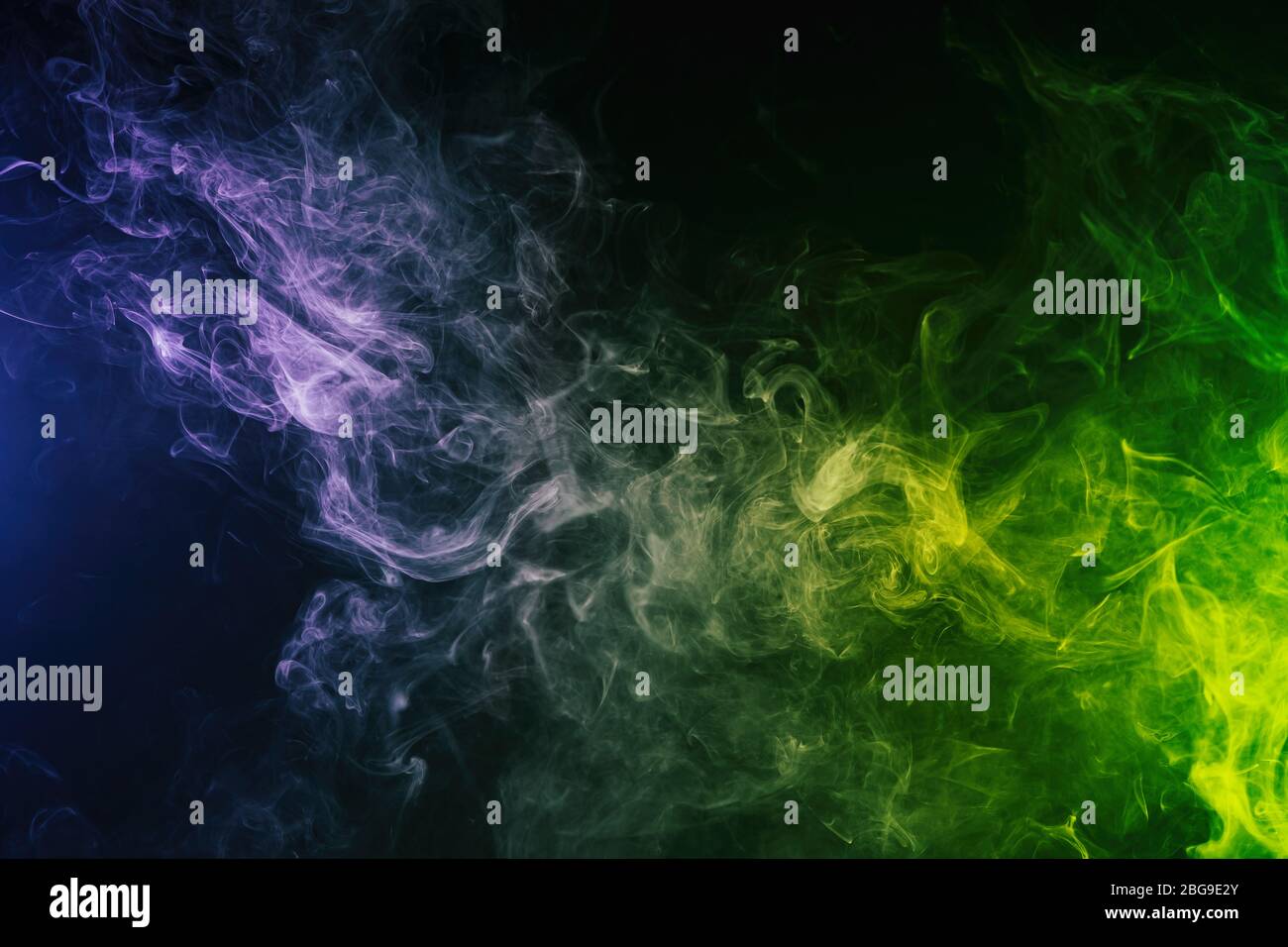 Smoke of pattern green and blue on a dark isolated background. Scary ...